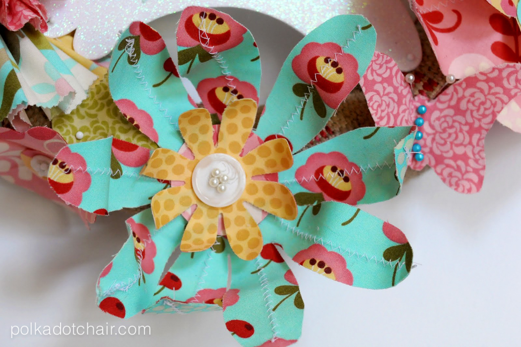 Fabric Flowers Spring Wreath Tutorial | Polka Dot Chair
