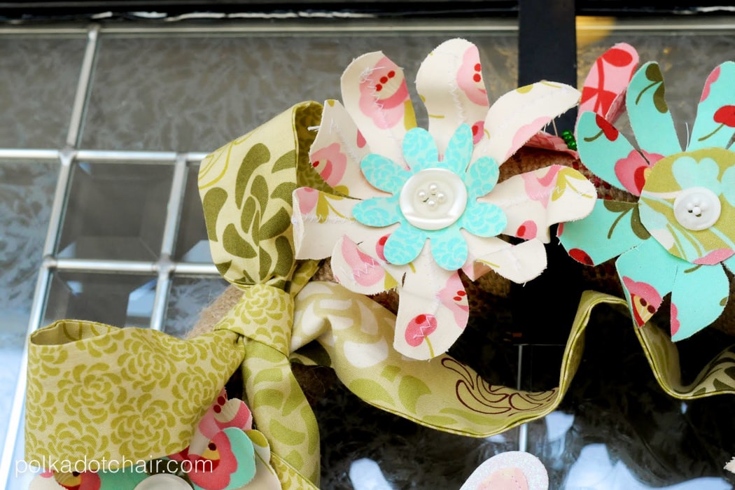 Fabric Flowers Spring Wreath Tutorial | Polka Dot Chair