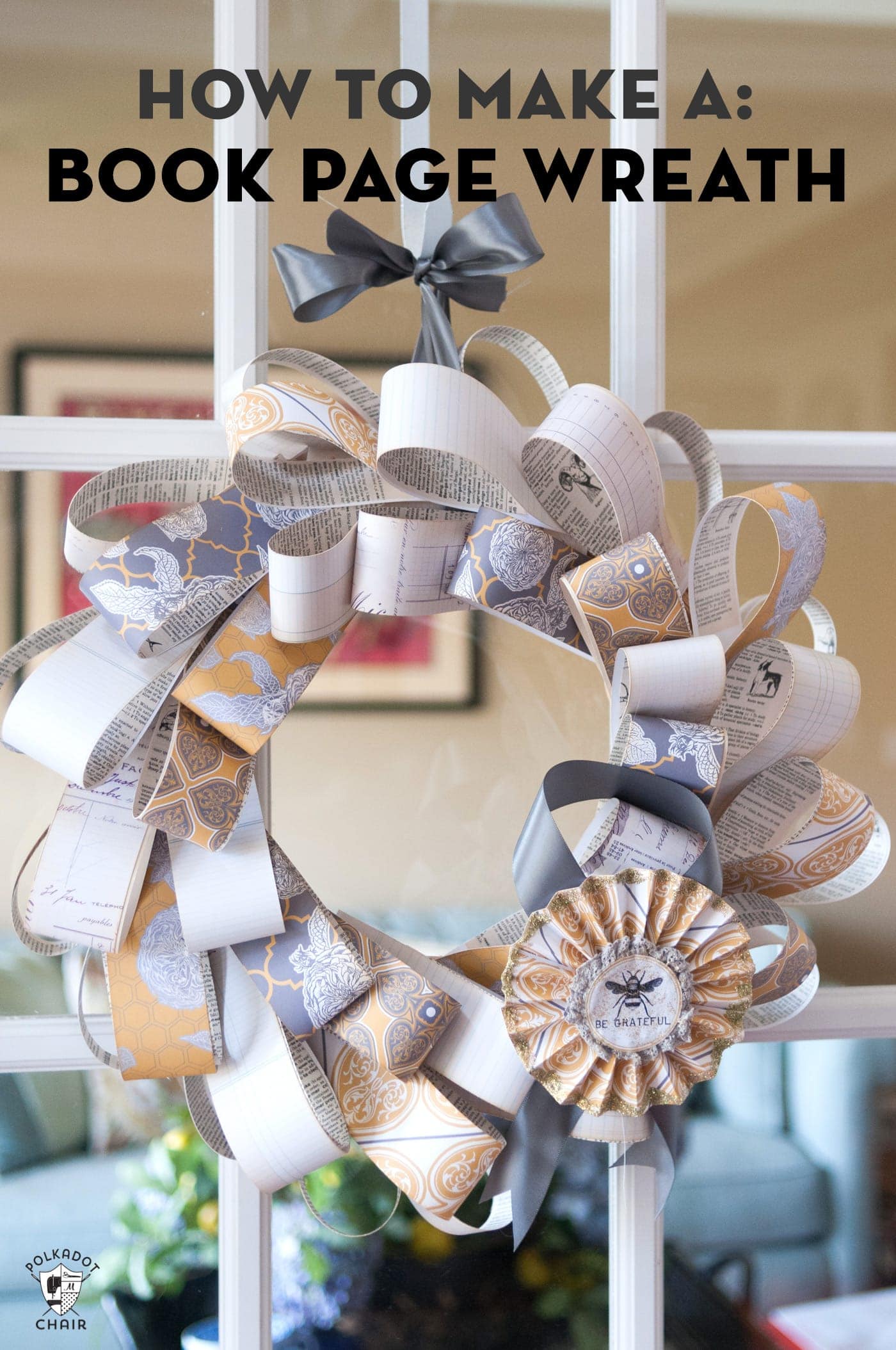 How To Make A Book Page Wreath Perfect For Fall Polka Dot Chair