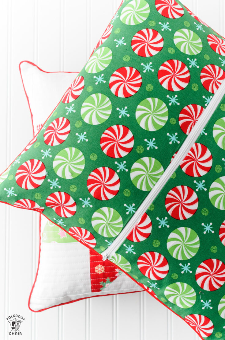Patchwork Quilted Christmas Pillow Tutorial | Polka Dot Chair