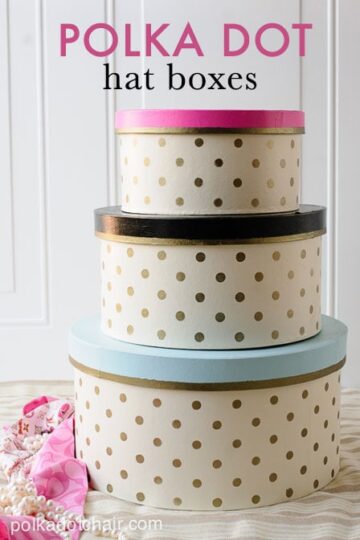 DIY Stenciled Gold Polka Dot Hat Boxes | Polka Dot Chair