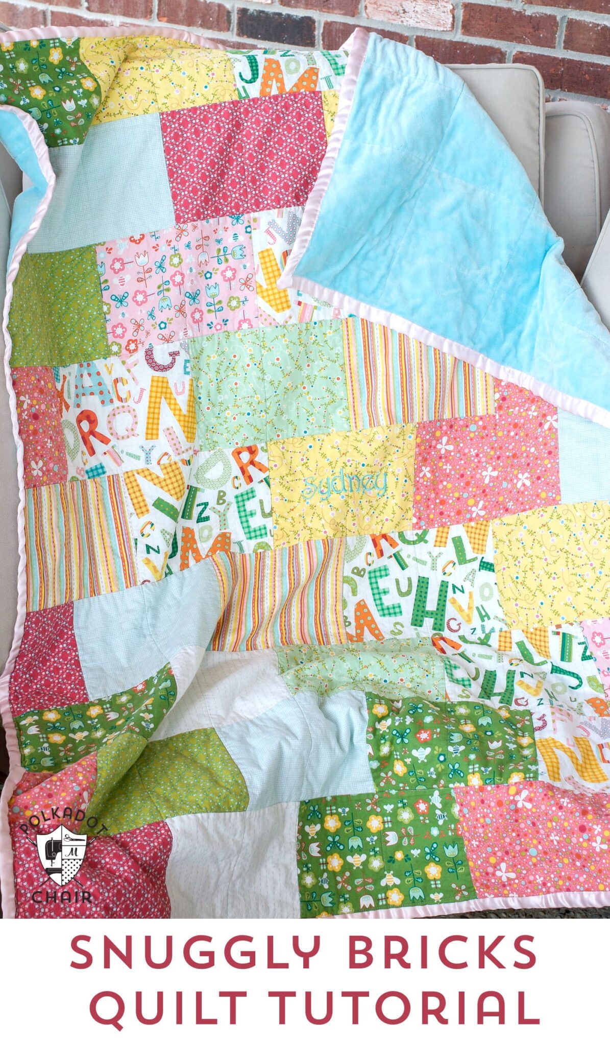 Snuggly Bricks Fat Quarter Quilt Tutorial | Polka Dot Chair
