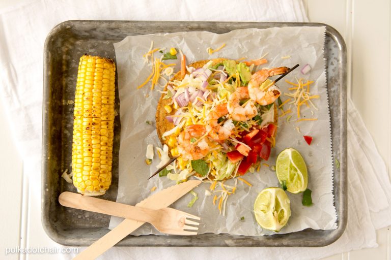 Grilled Shrimp Tostadas Recipe - The Polka Dot Chair Grilled Shrimp Tostadas Recipe - The Polka Dot Chair
