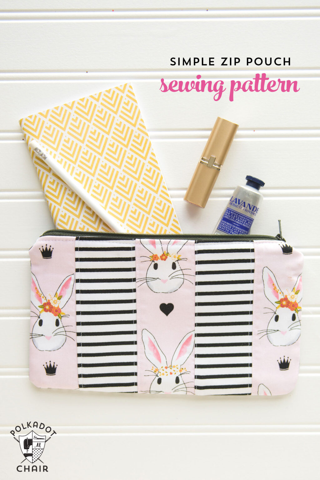 One Simple Zip Pouch Sewing Pattern 3 Ways - The Polka Dot Chair