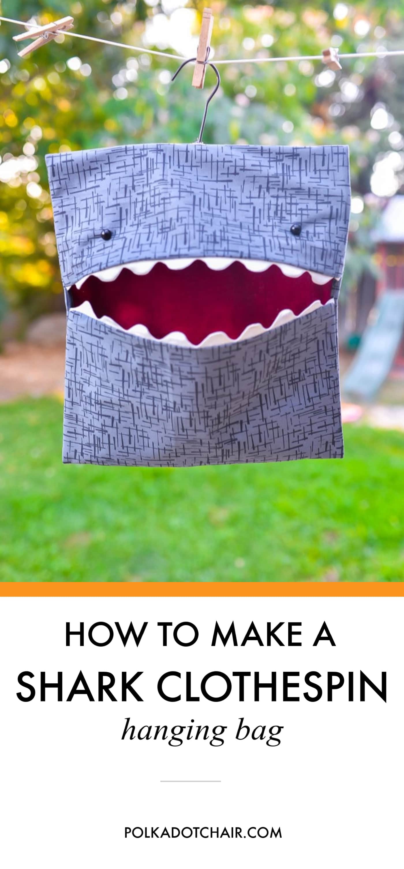 DIY Shark Clothespin Bag Sewing Pattern - The Polka Dot Chair