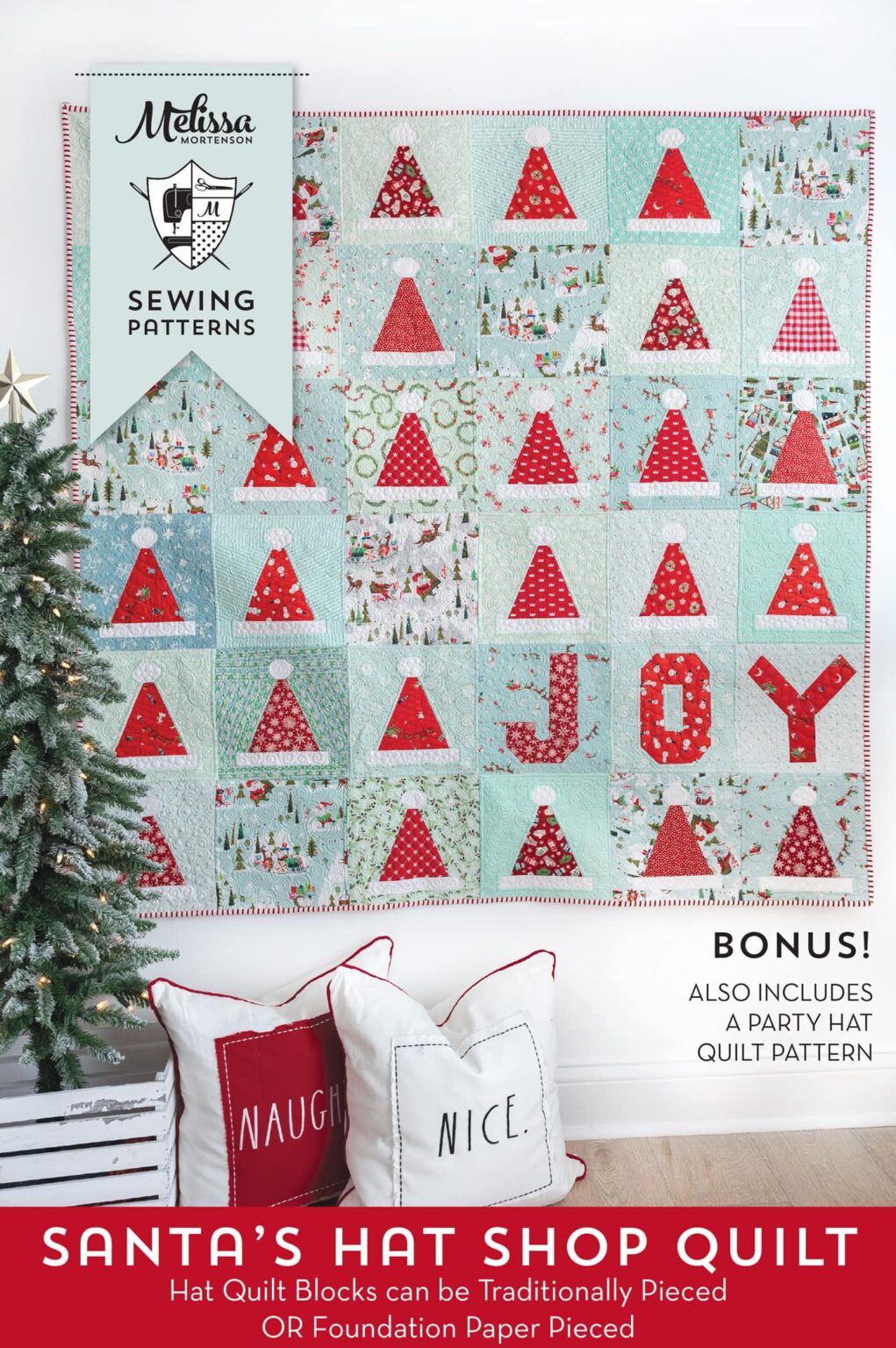 Santa's Hat Shop Christmas Quilt Pattern - The Polka Dot Chair
