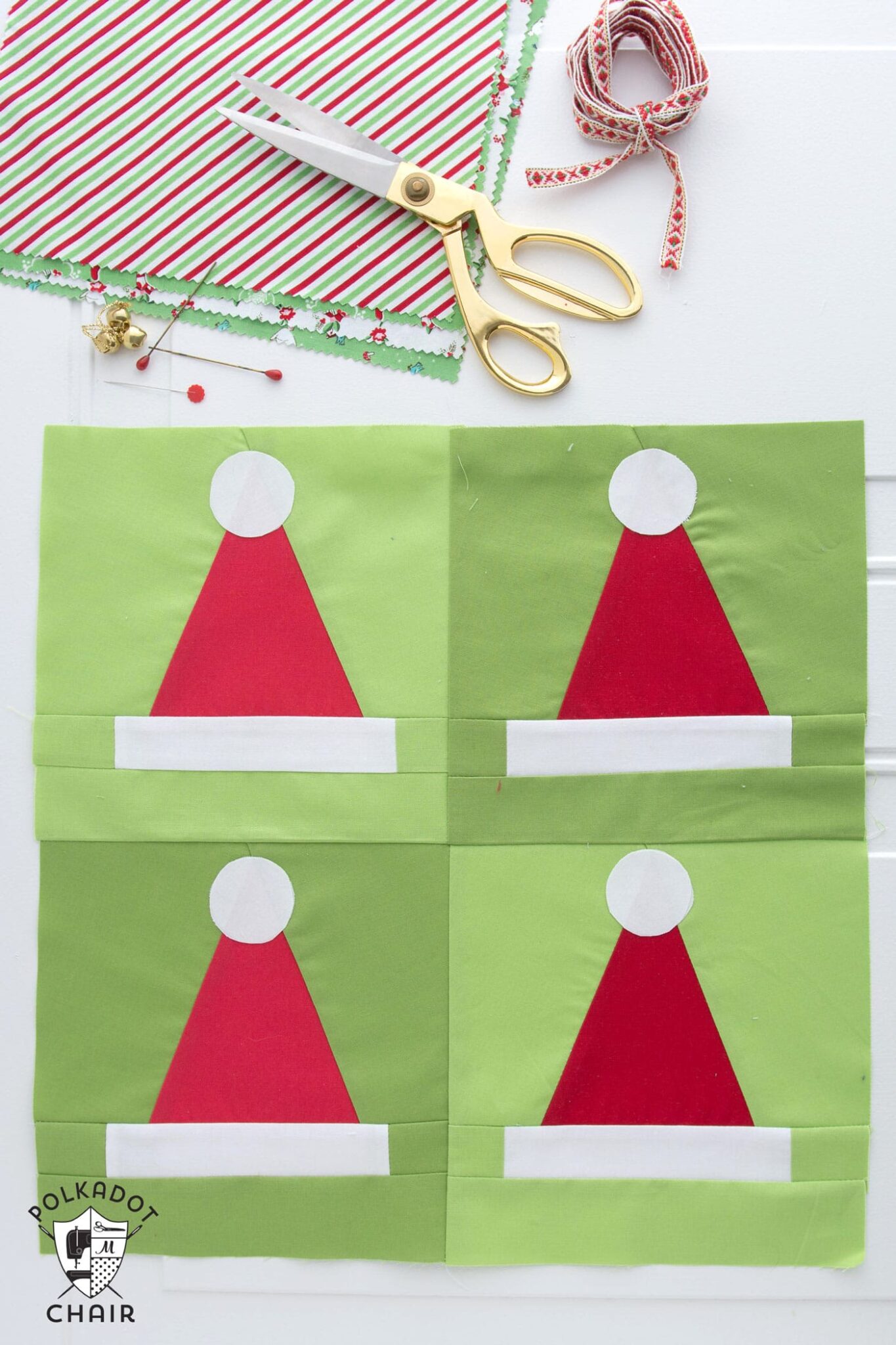 Santa Hat Quilt Blocks Pattern - The Polka Dot Chair