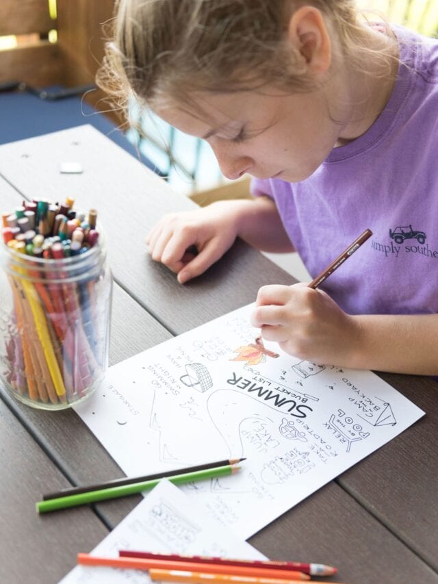 Free Printable Summer Bucket List Coloring Page Story - The Polka Dot Chair