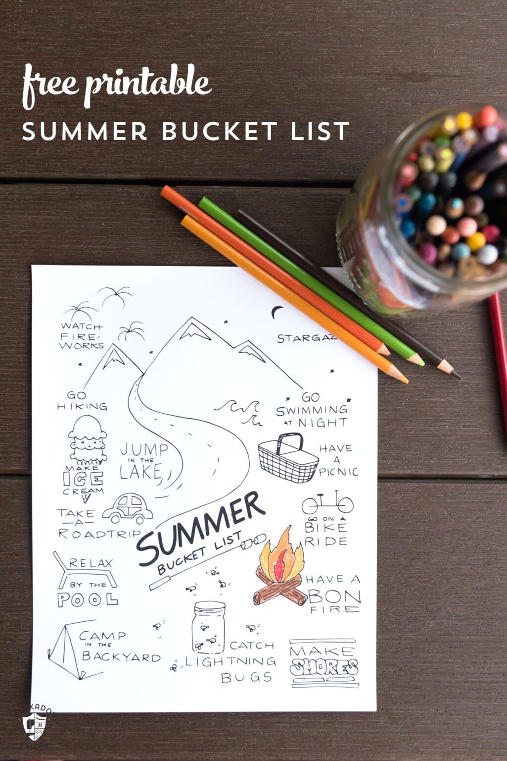 Free Printable Summer Bucket List Coloring Page - The Polka Dot Chair