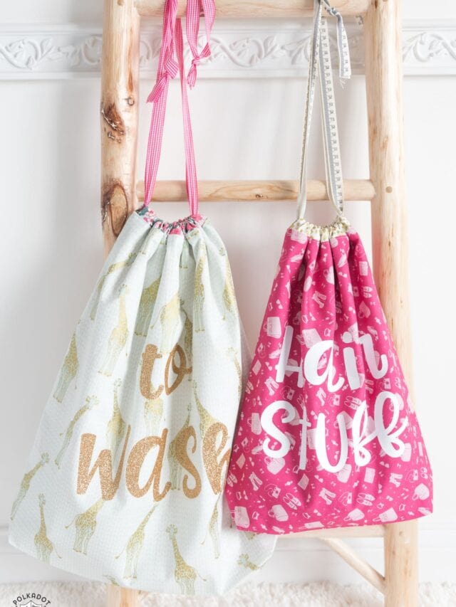 Lined Drawstring Bag Sewing Pattern & Free Cricut Cut Files Story - The ...