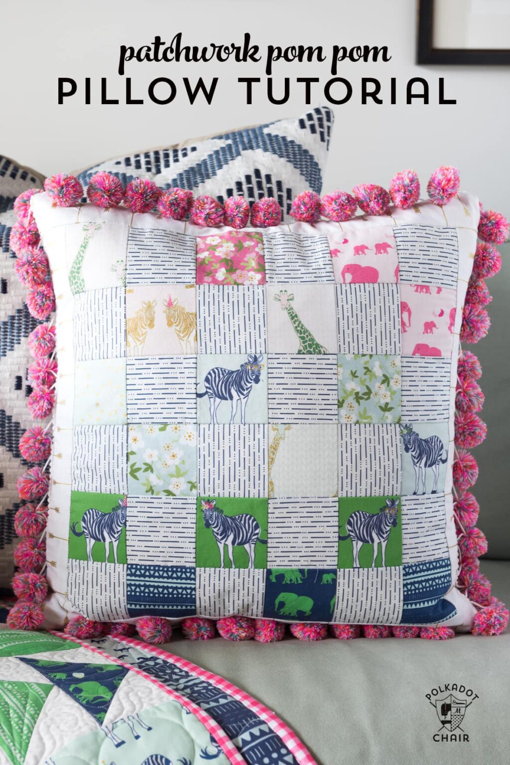 Pom Pom Patchwork Pillow Pattern - The Polka Dot Chair