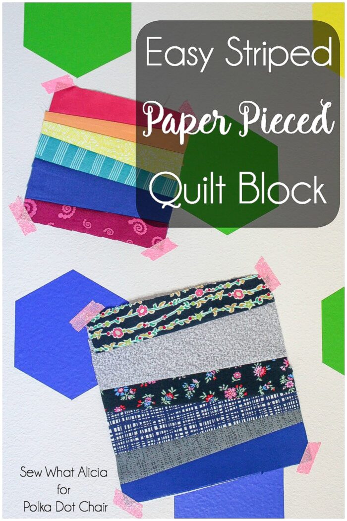 Easy Striped Paper Pieced Quilt Block Free Pattern | Polka Dot Chair