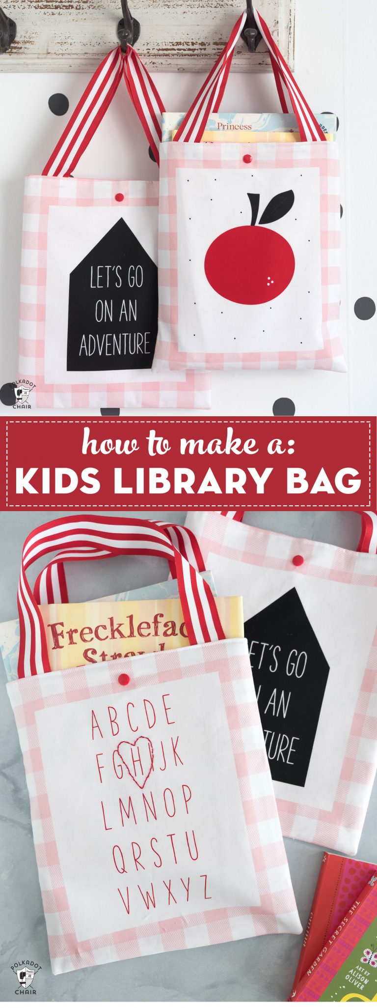 Cute & Simple Kids Library Bag Sewing Pattern - The Polka Dot Chair