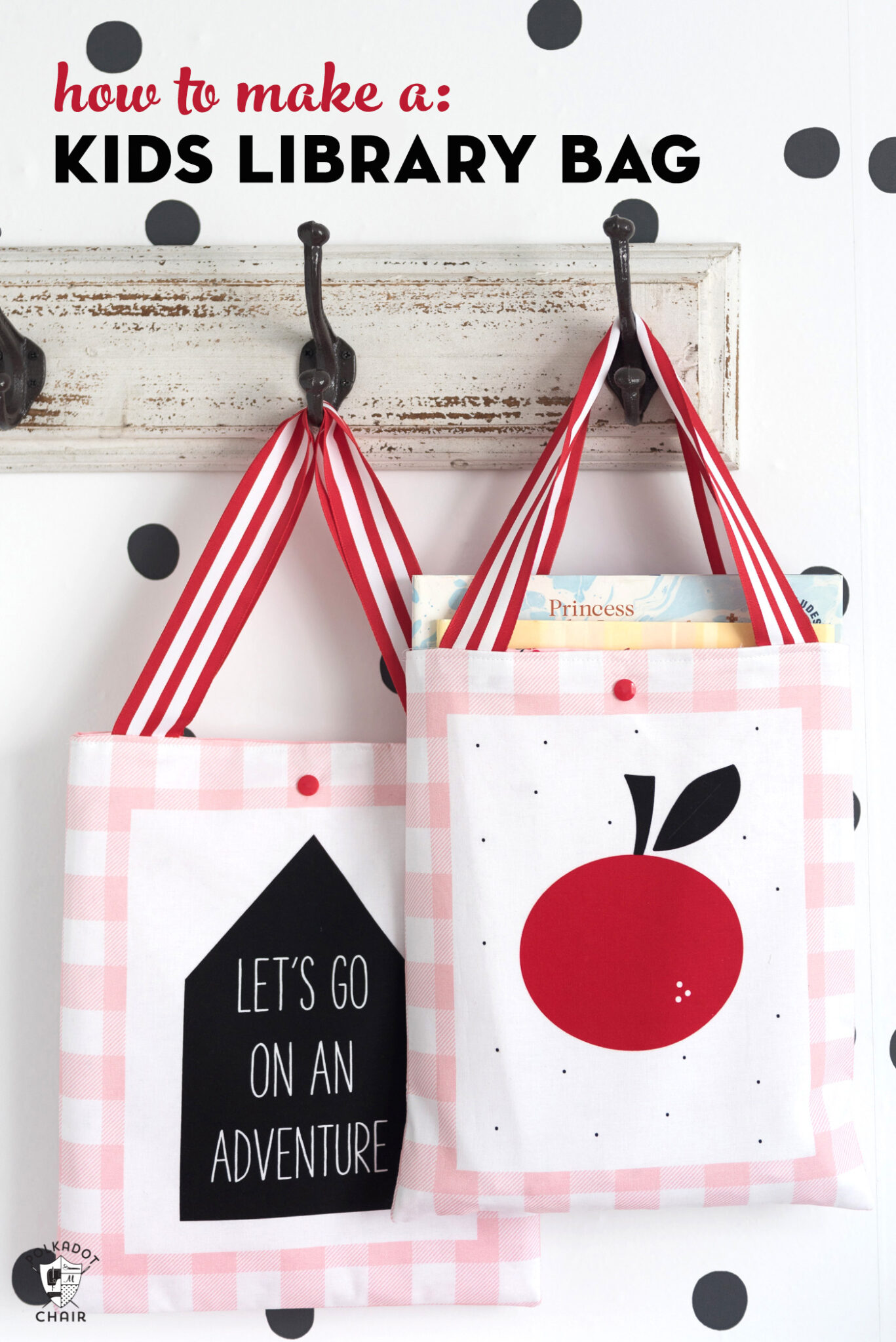 Cute & Simple Kids Library Bag Sewing Pattern - The Polka Dot Chair