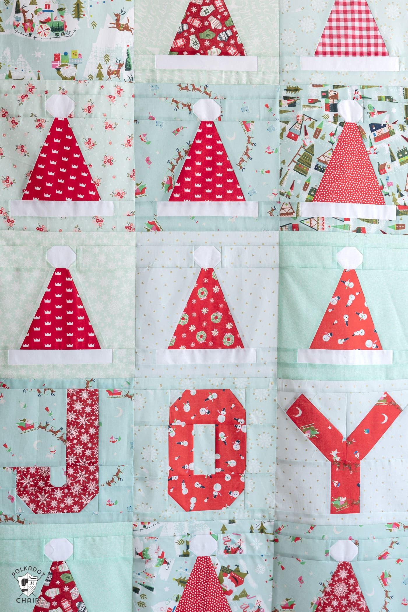 Santa's Hat Shop Christmas Quilt Pattern - The Polka Dot Chair