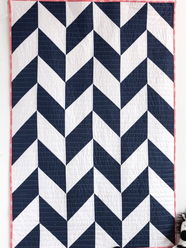 Herringbone Baby Quilt Pattern using 8 at a time HST Method Story - The ...