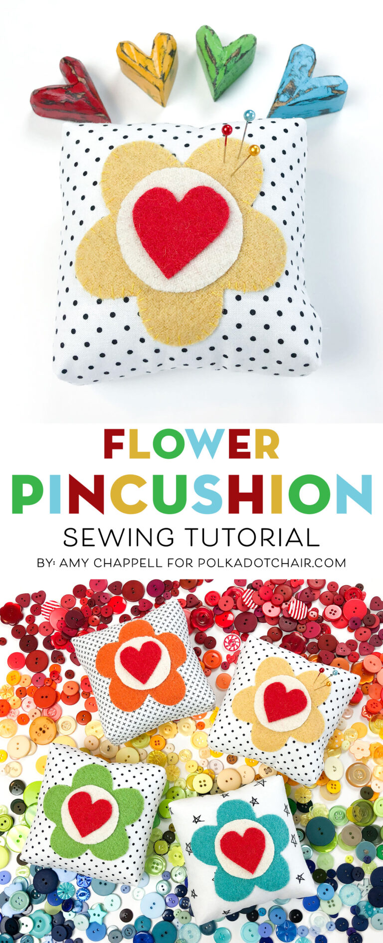 How to Make a Pincushion with Wool Applique - The Polka Dot Chair