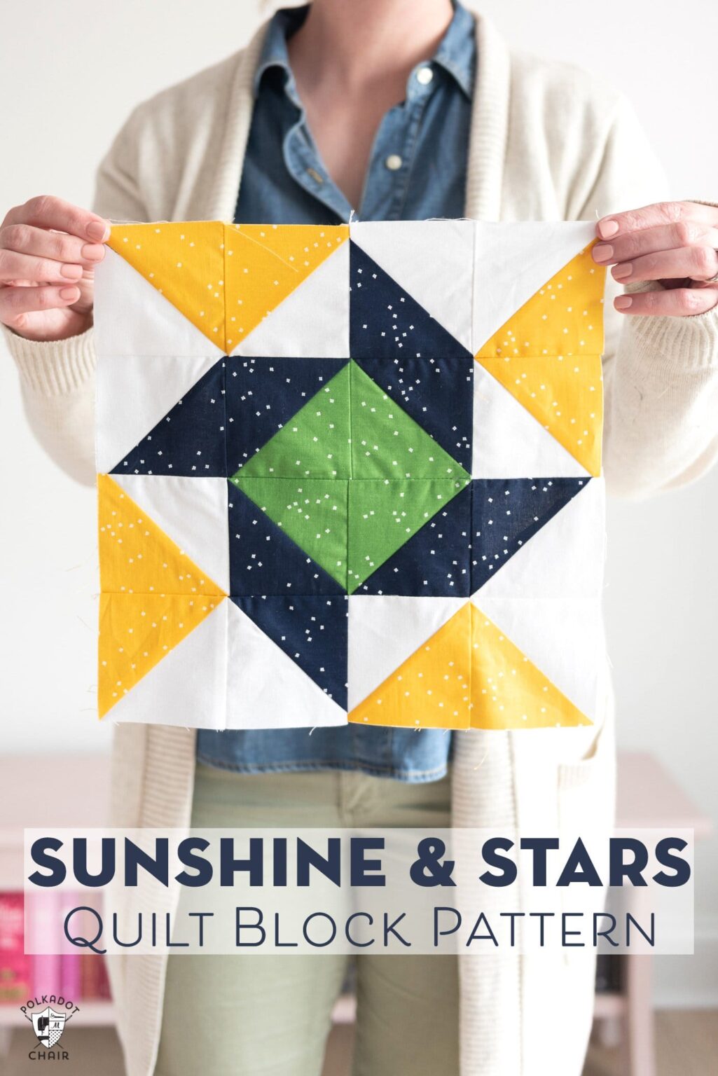 Free Pattern for a 6 and 12 inch Shoo Fly Quilt Block | Polka Dot Chair