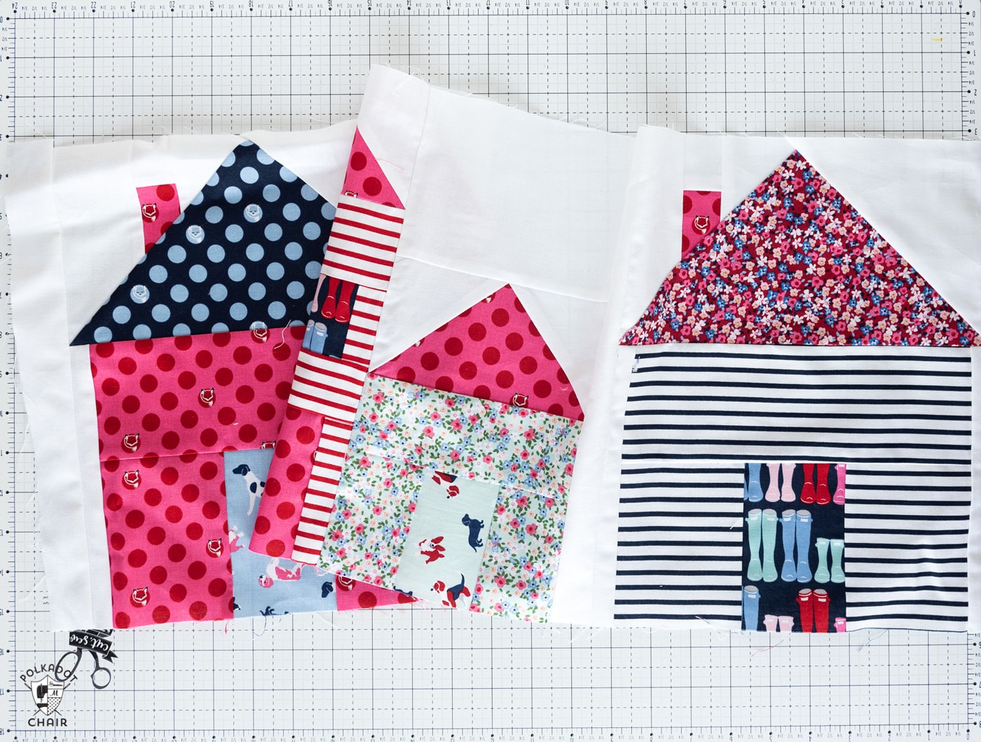 Paper Pieced House Quilt Blocks; Quilt Along Week 2 | Polka Dot Chair