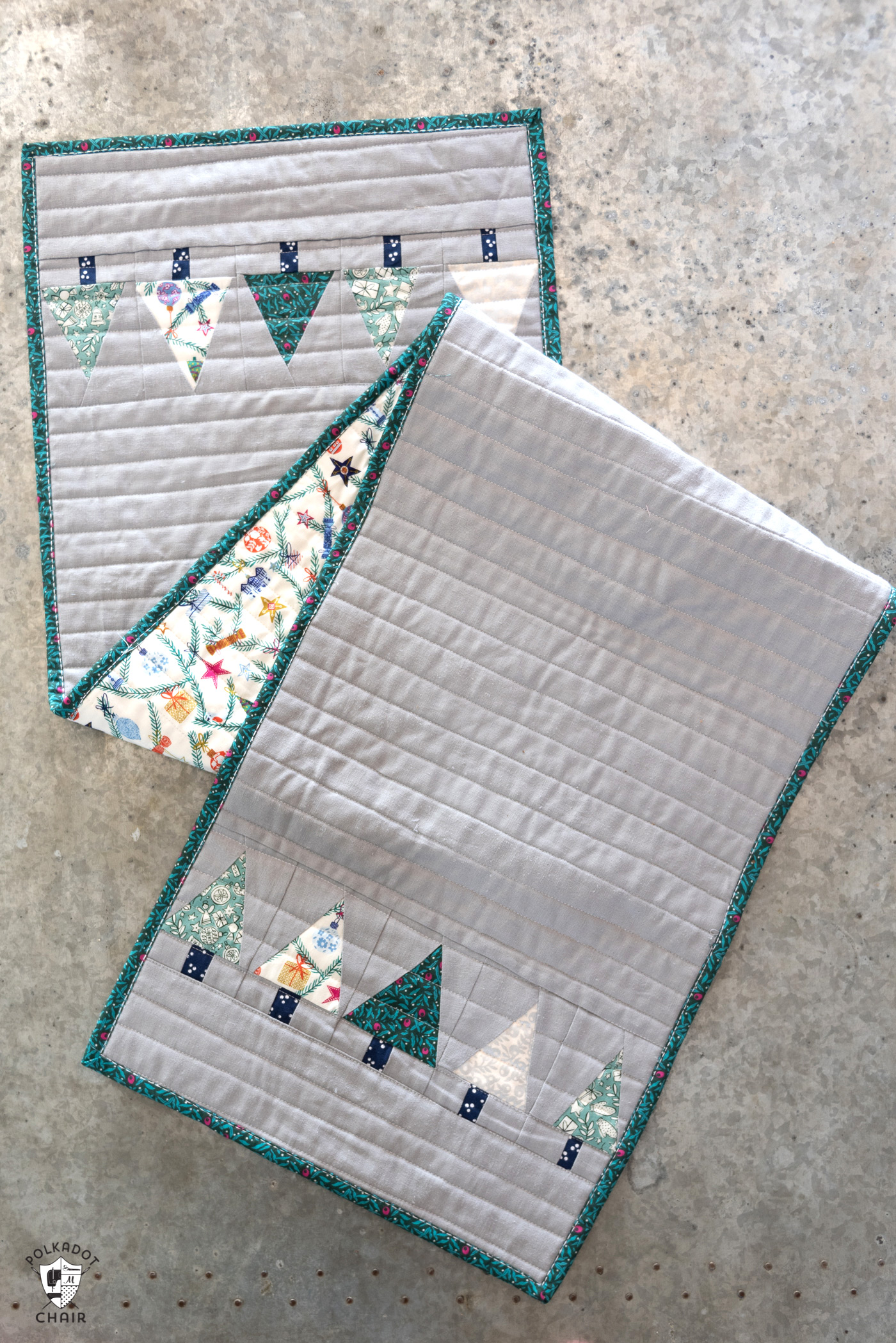 Quilted Linen Christmas Table Runner Tutorial - The Polka Dot Chair