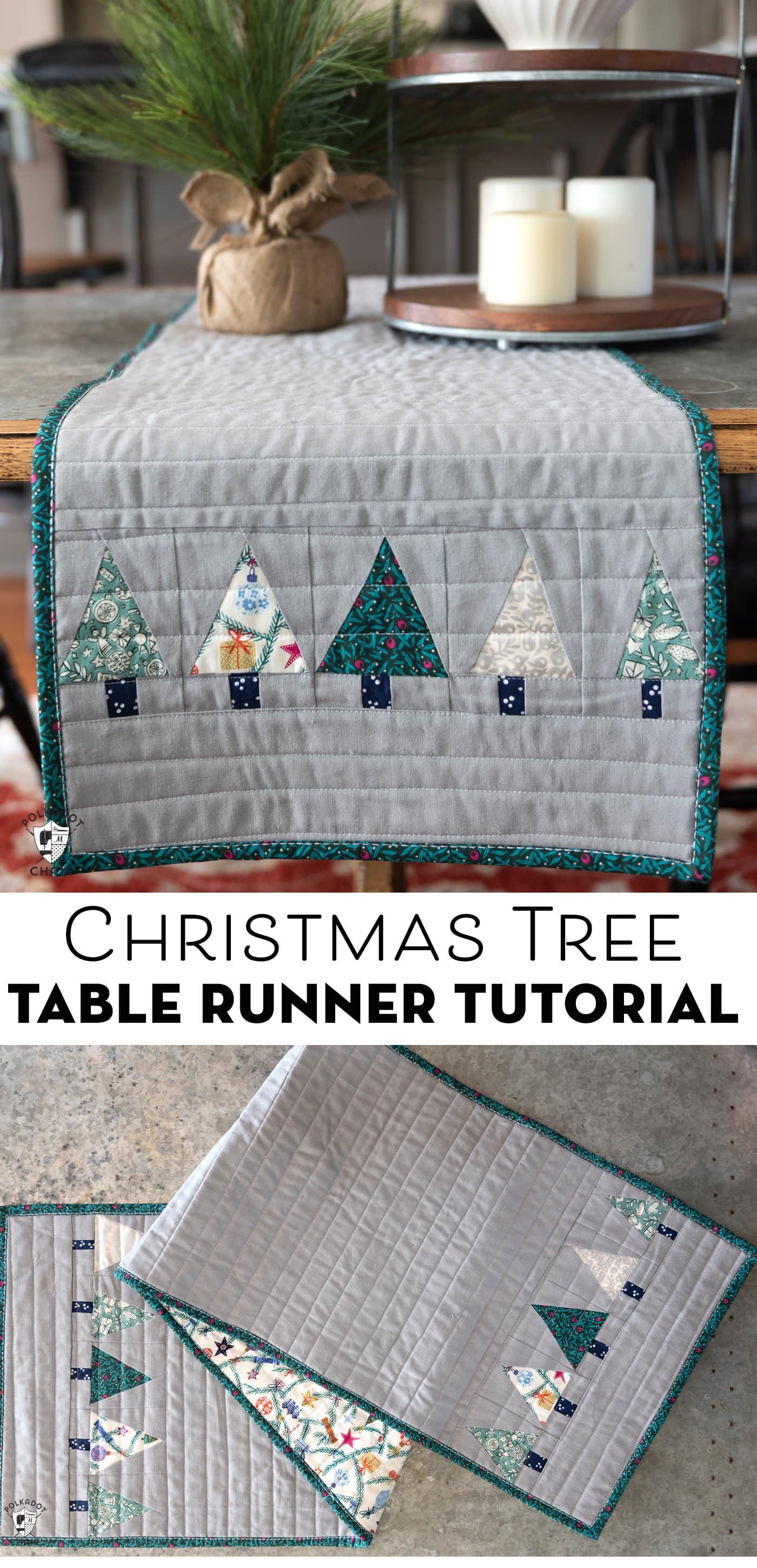 Quilted Linen Christmas Table Runner Tutorial - The Polka Dot Chair