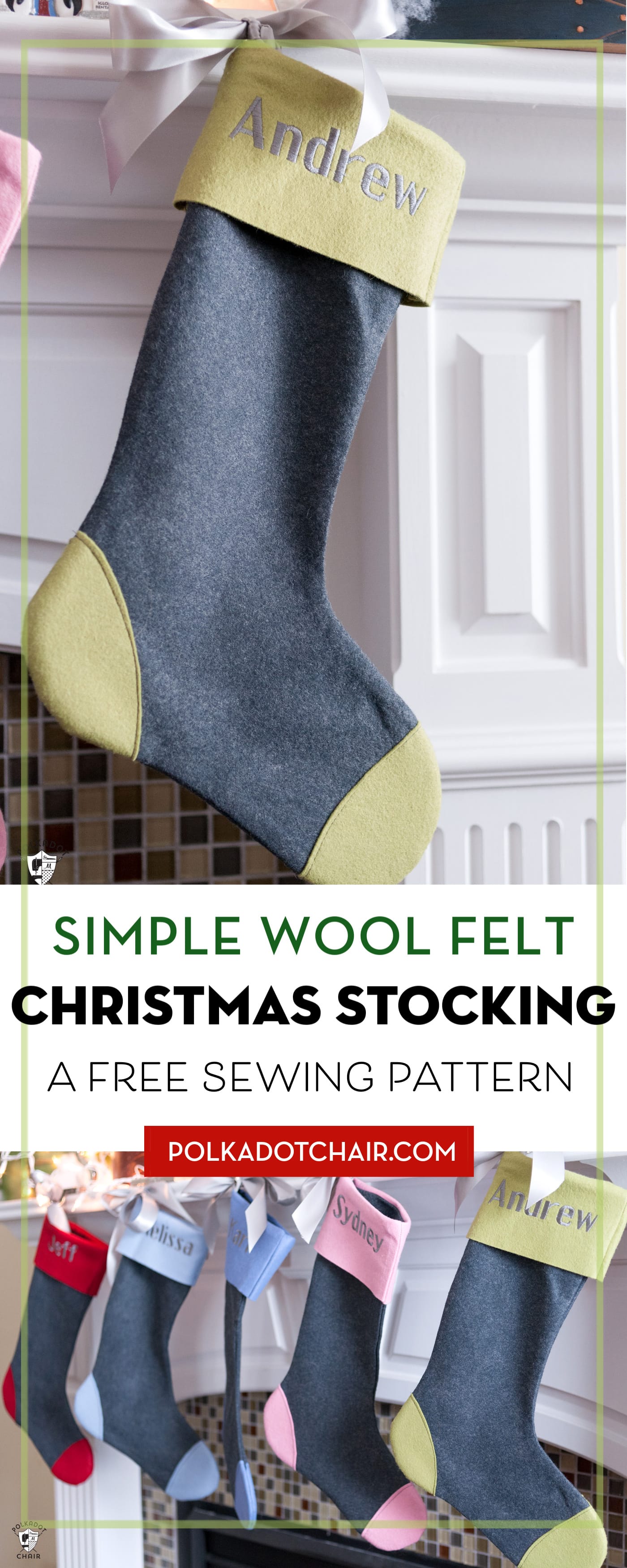 Free Wool Felt Christmas Stocking Pattern | The Polka Dot Chair