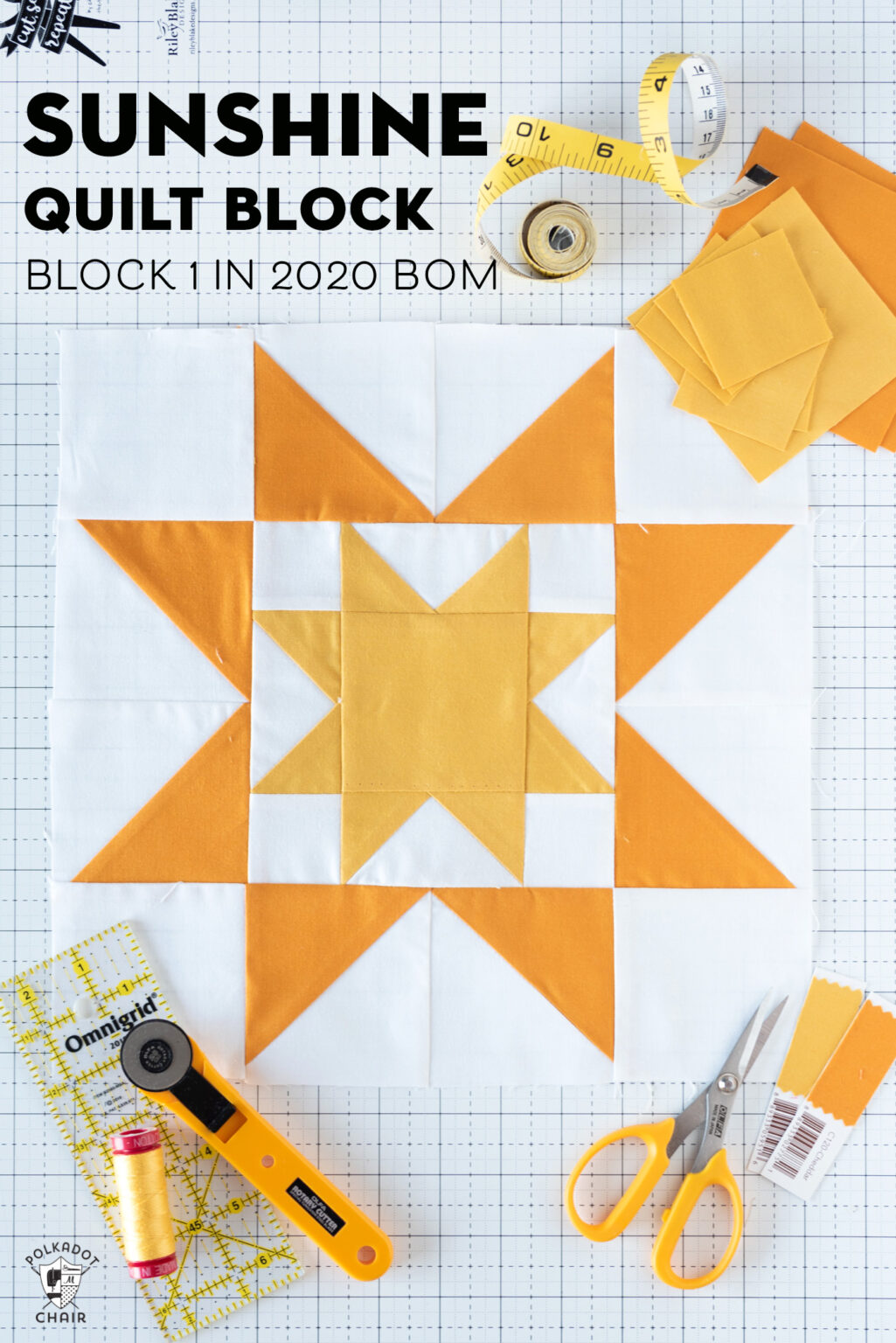 Sunshine Quilt Block; Choose Happiness Quilt Pattern | Polka Dot Chair