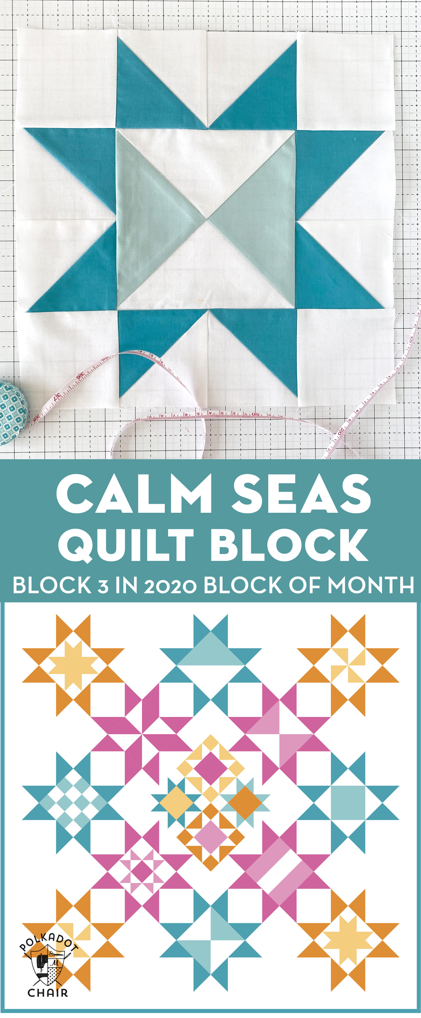 Calm Seas: Quilt Block 3 - Choose Happiness Quilt Along | Polka Dot Chair