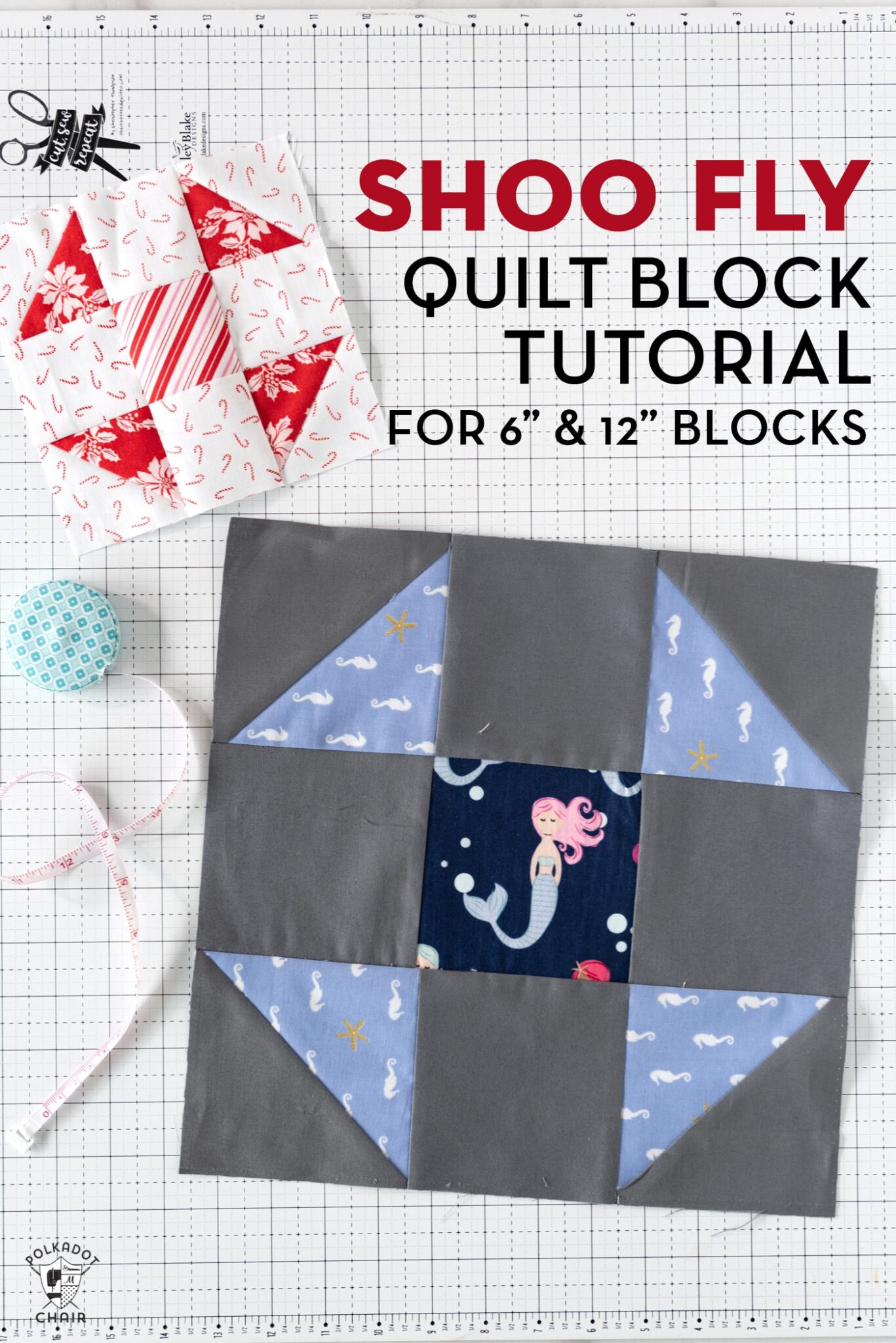 Free Pattern for a 6 and 12 inch Shoo Fly Quilt Block | Polka Dot Chair