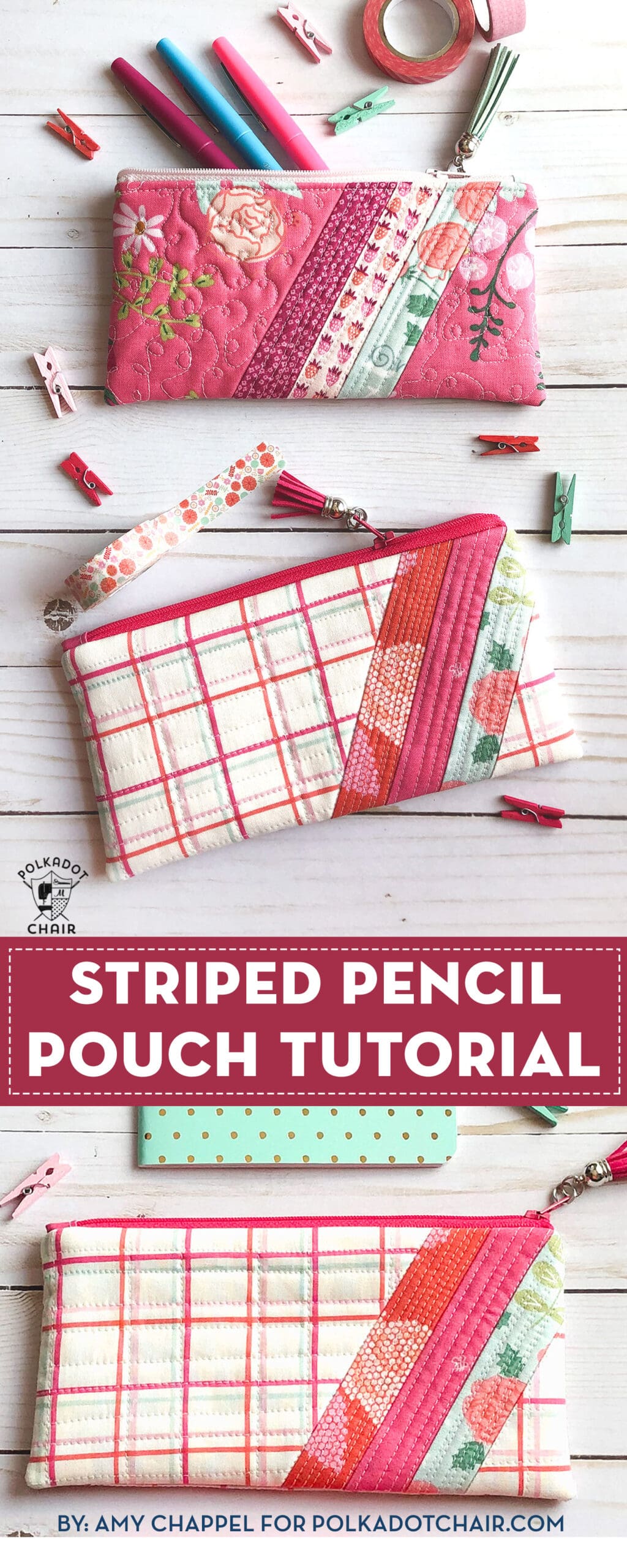 Striped Pencil Pouch Sewing Pattern | The Polka Dot Chair