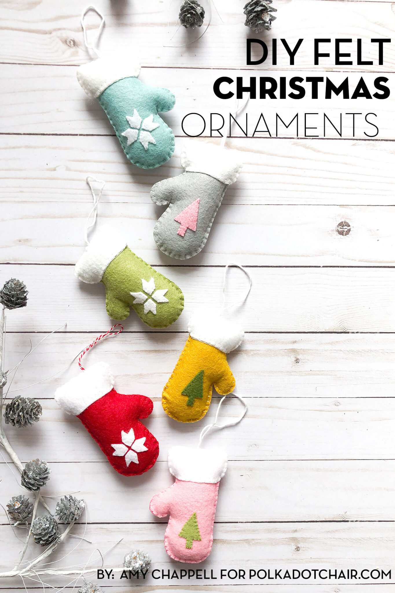 Wool Felt Mitten Christmas Ornament Tutorial - The Polka Dot Chair