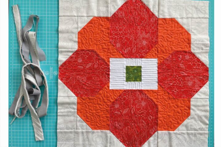 Quilted Patchwork Flower Pillow Tutorial | The Polka Dot Chair