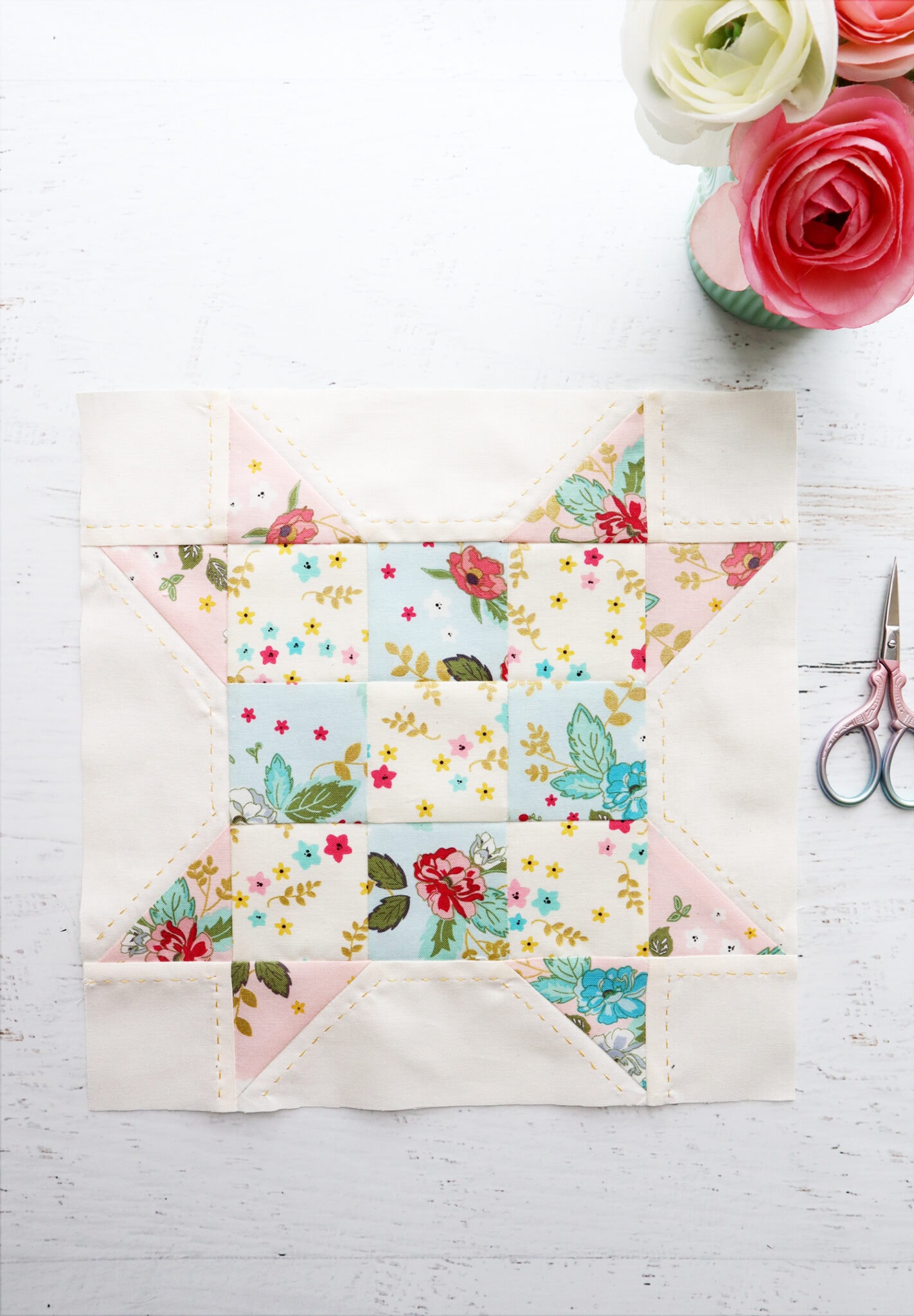 RBD Challenge Block 12; Nine Patch Star Quilt Block | Polka Dot Chair