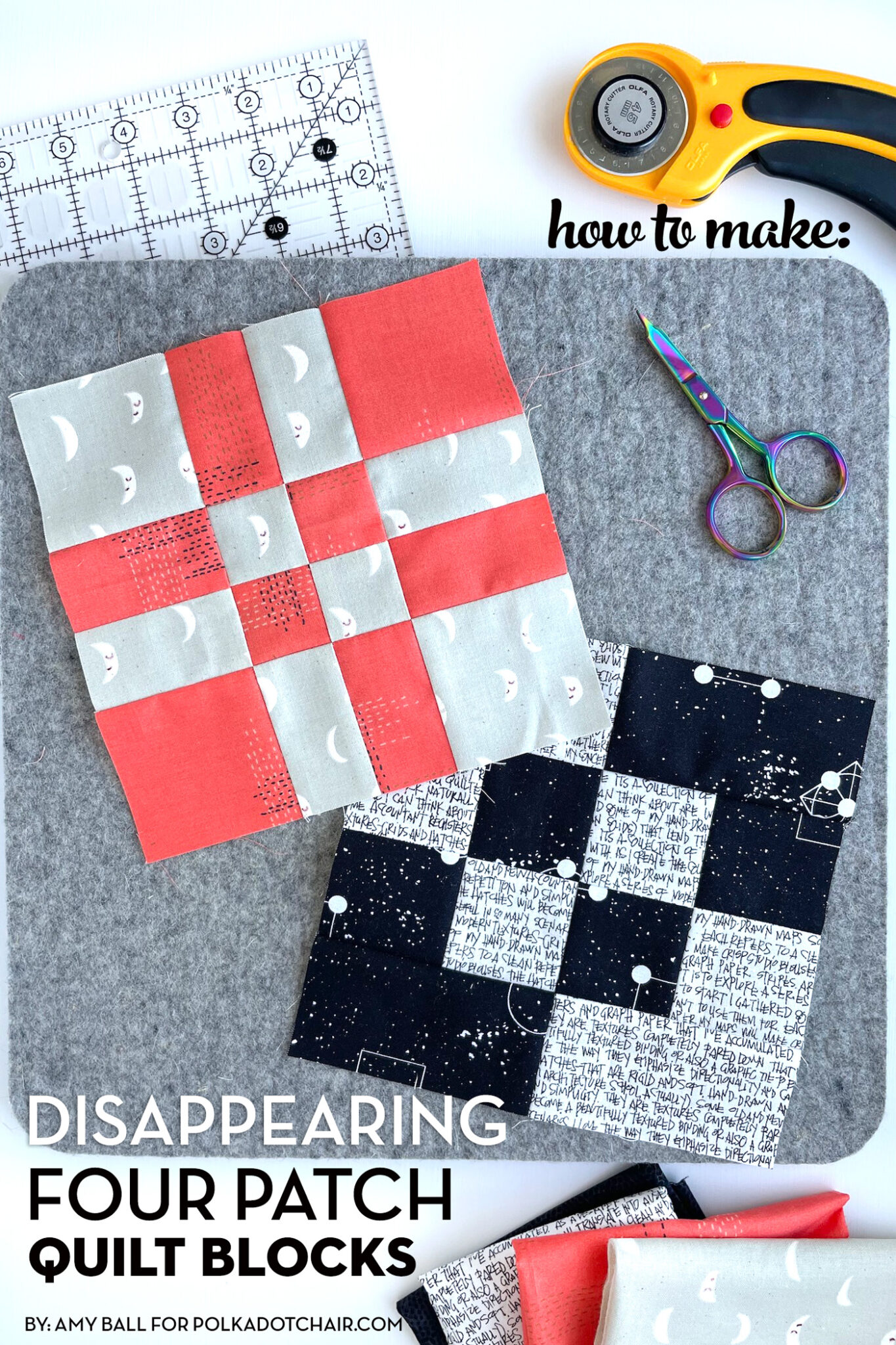 How to Make a Disappearing Four Patch Quilt Block - The Polka Dot Chair