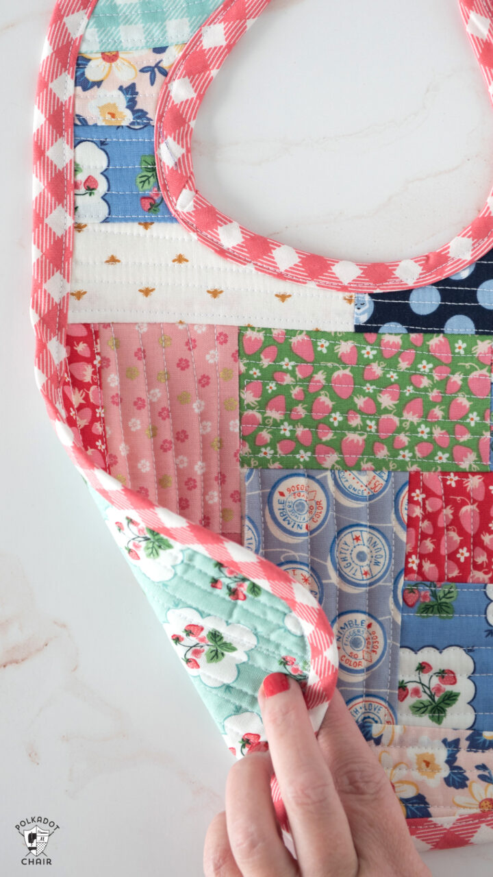 Quilt as You Go Free Baby Bib Pattern | Polka Dot Chair