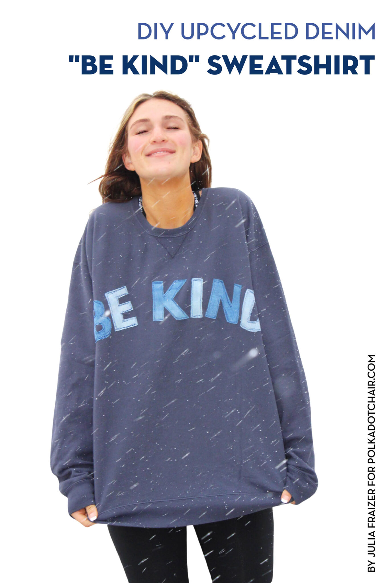 Upcycled Denim Be Kind Sweatshirt | Polka Dot Chair