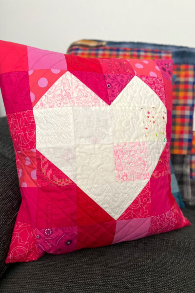 Patchwork Heart Quilted Pillow Tutorial - The Polka Dot Chair