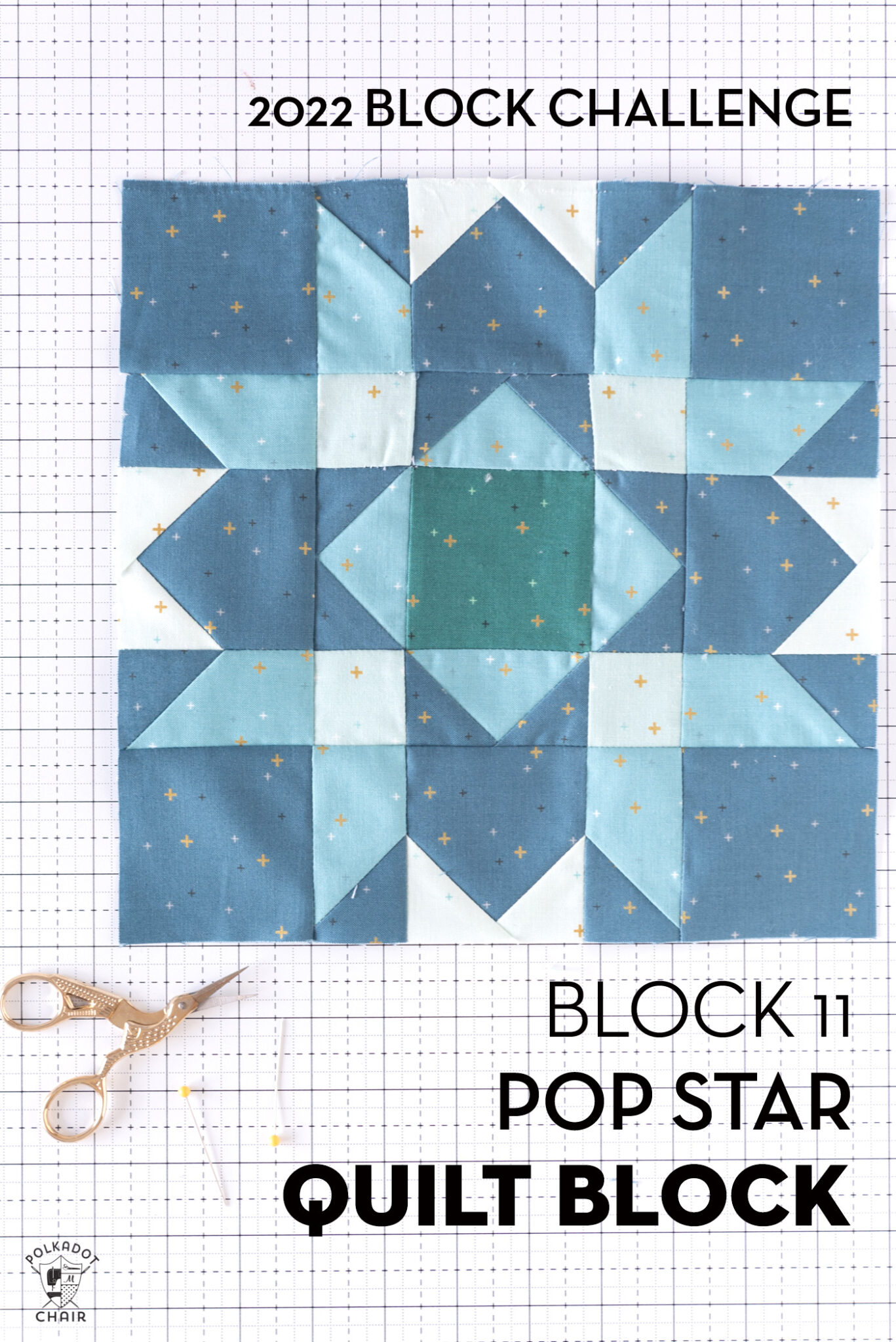 Pop Star Quilt Block Pattern; RBD Block #11 - The Polka Dot Chair