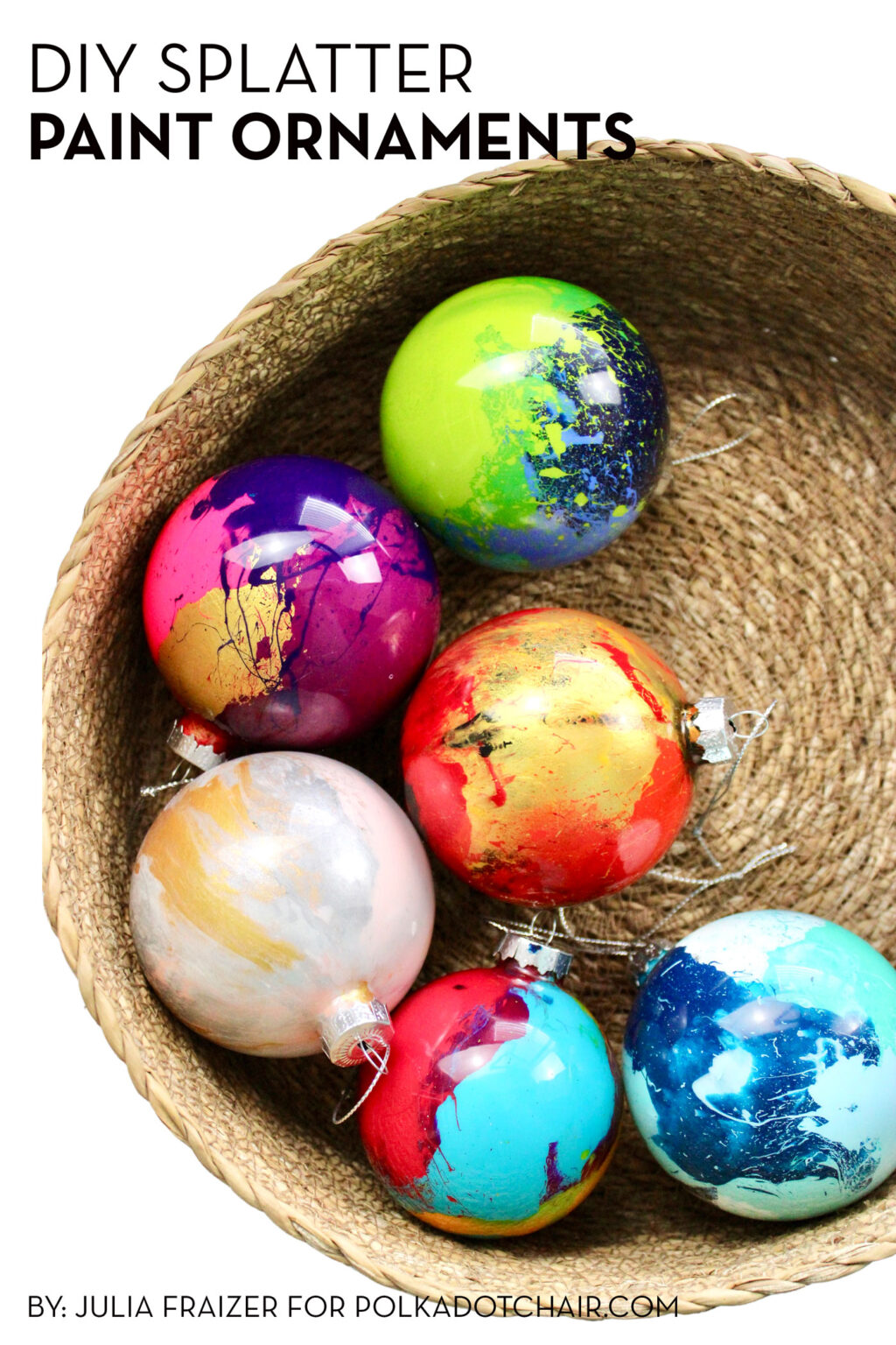 DIY Splatter Paint Christmas Ornaments - The Polka Dot Chair