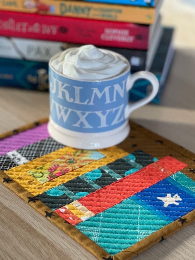 First Edition; Book Quilt Block Mug Rug Pattern Story - The Polka Dot Chair