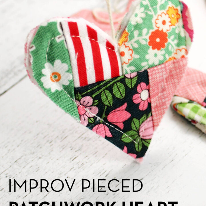 Improv Pieced Patchwork Heart Ornaments - The Polka Dot Chair