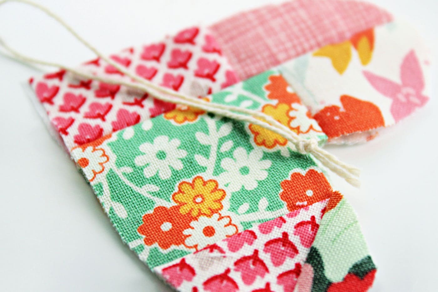 Improv Pieced Patchwork Heart Ornaments - The Polka Dot Chair