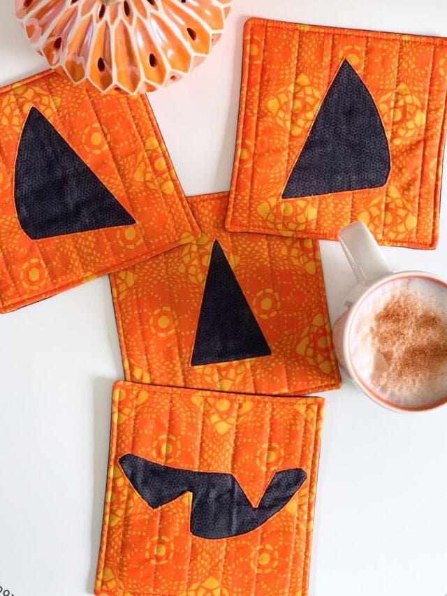 Pumpkin Face Quilted Coaster Set Story - The Polka Dot Chair