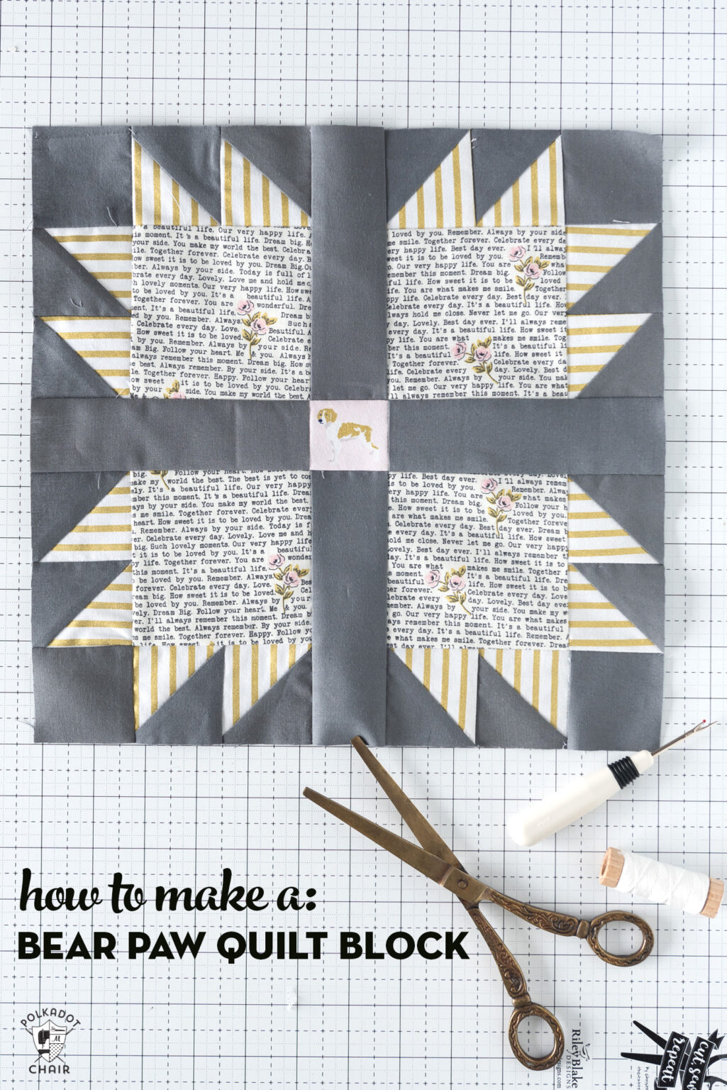 How to Make a Bear Paw Quilt Block - The Polka Dot Chair