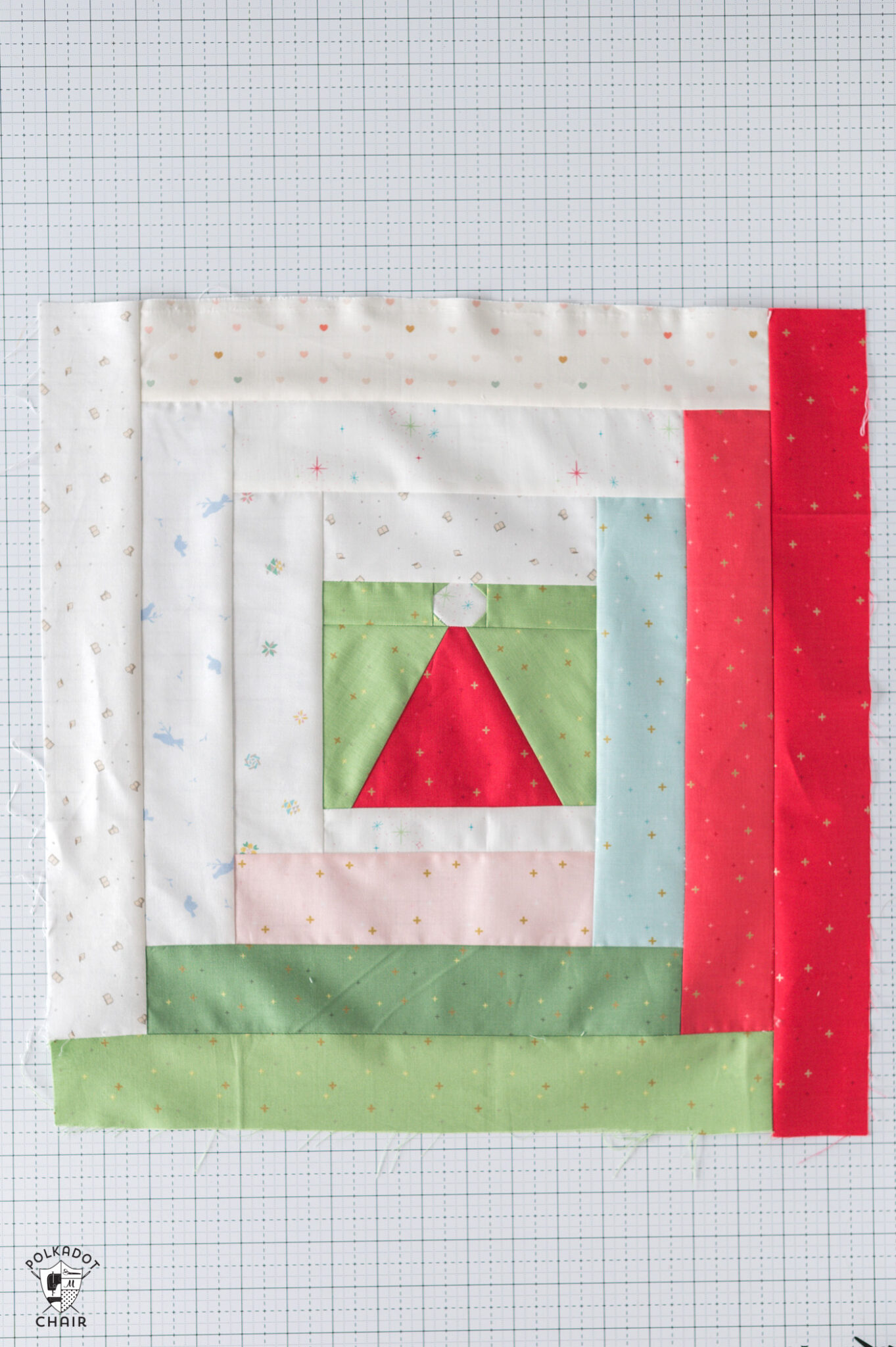 Sew a Jolly Santa Hat Quilt Block with our FPP Pattern - The Polka Dot ...