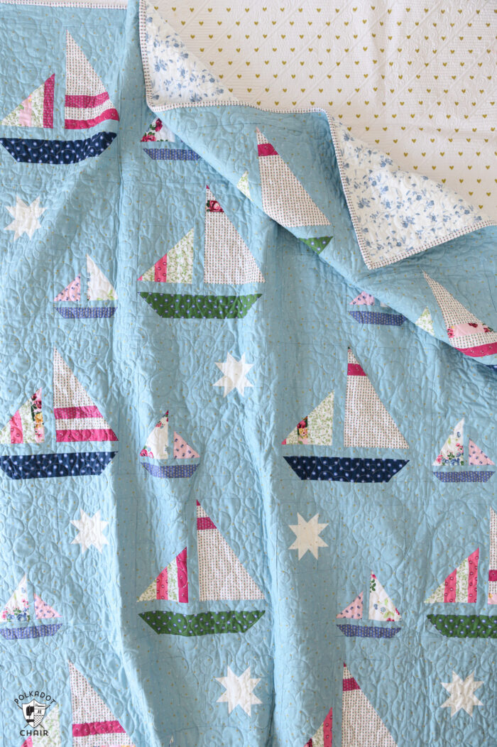 New Quilt Finish; A Navy Blue Sailboat Quilt - The Polka Dot Chair