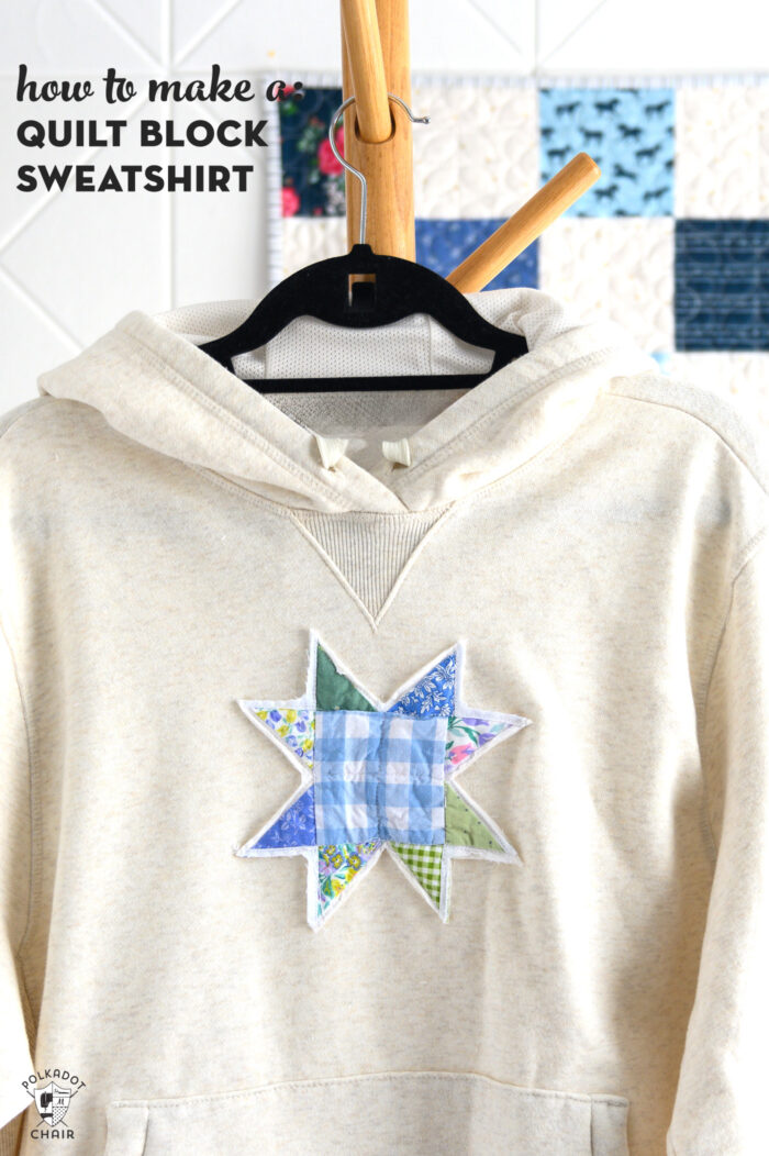 How to Make an Upcycled Quilt Block Sweatshirt - The Polka Dot Chair