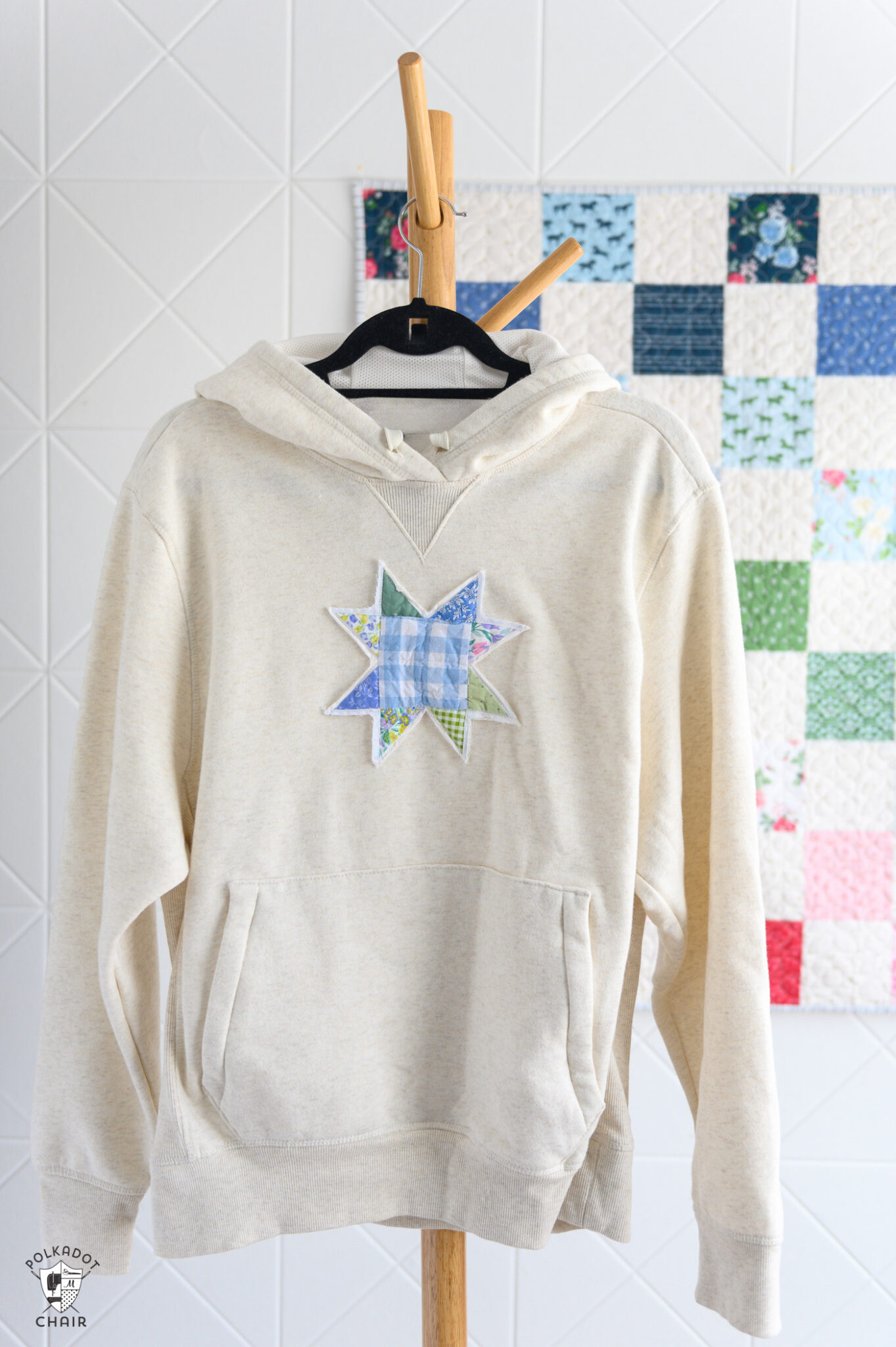 How to Make an Upcycled Quilt Block Sweatshirt - The Polka Dot Chair