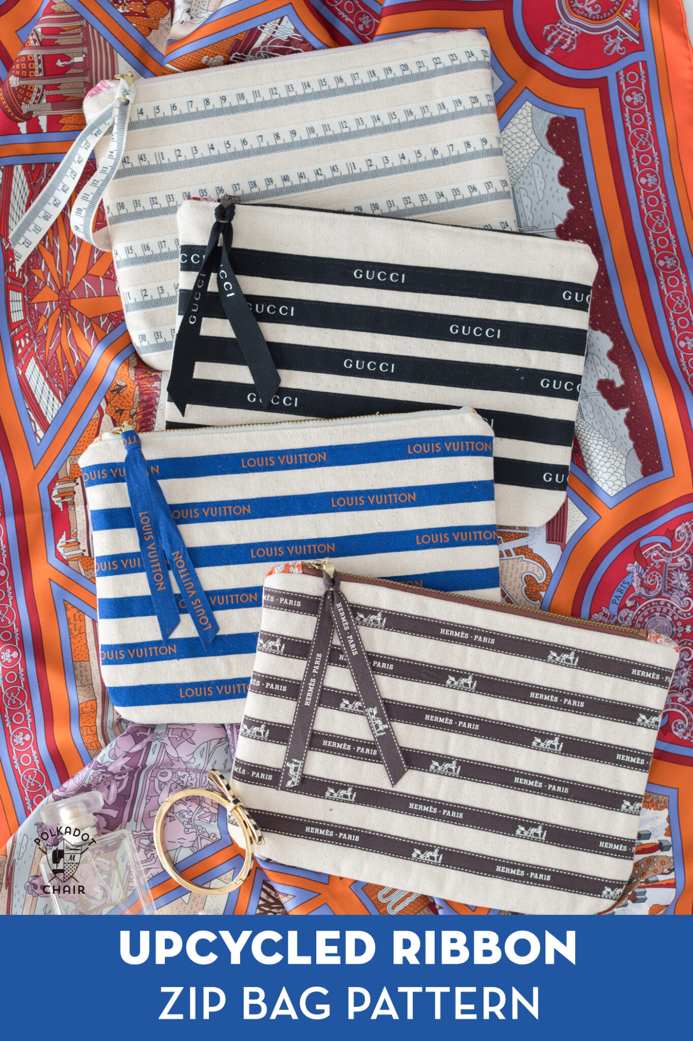 How to Upcycle Designer Ribbon into a Beautiful Zip Pouch; a Sewing ...