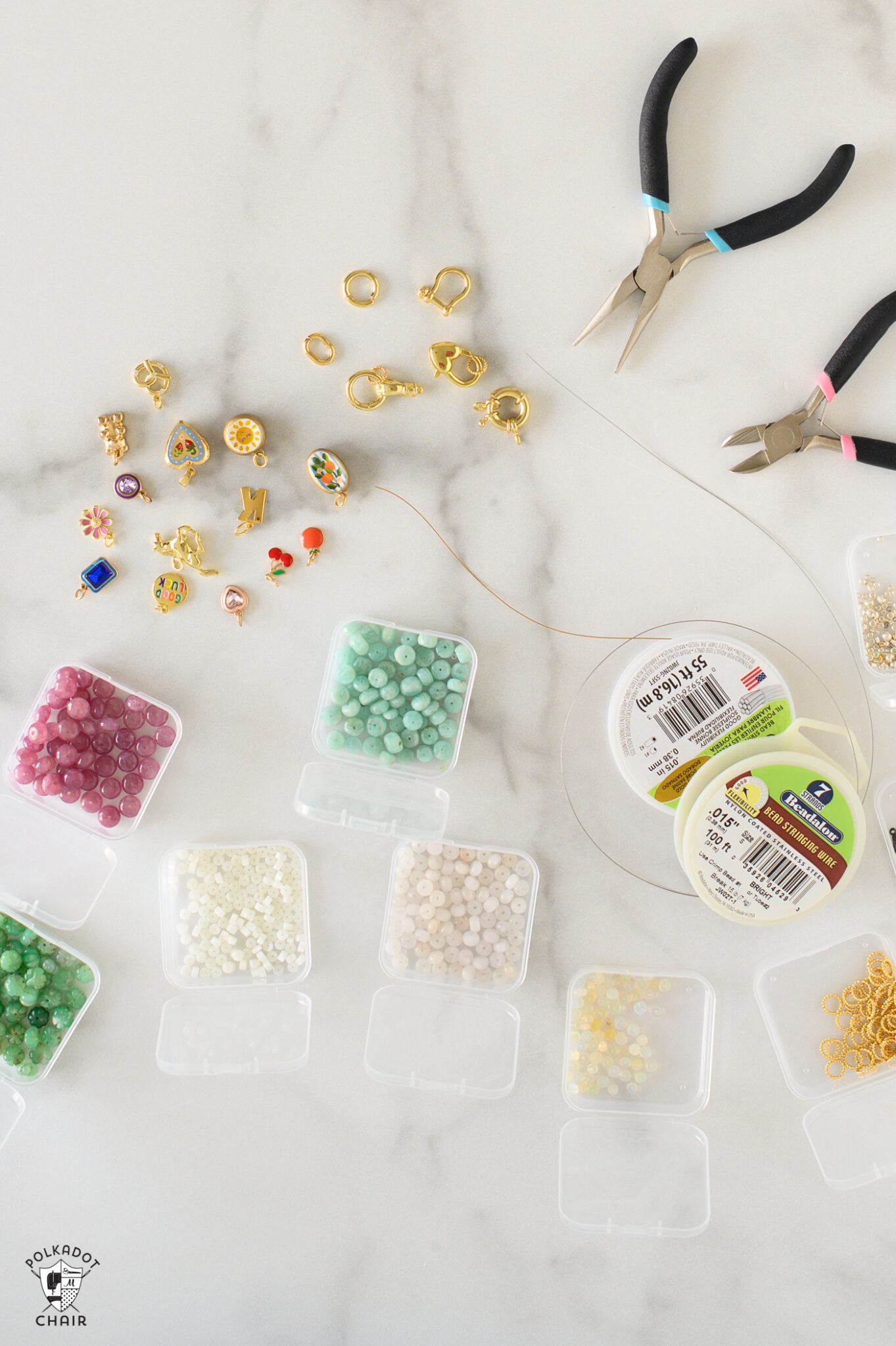 Easy Beaded Charm Necklace Tutorial with Step-by-Step Photos - Polka ...